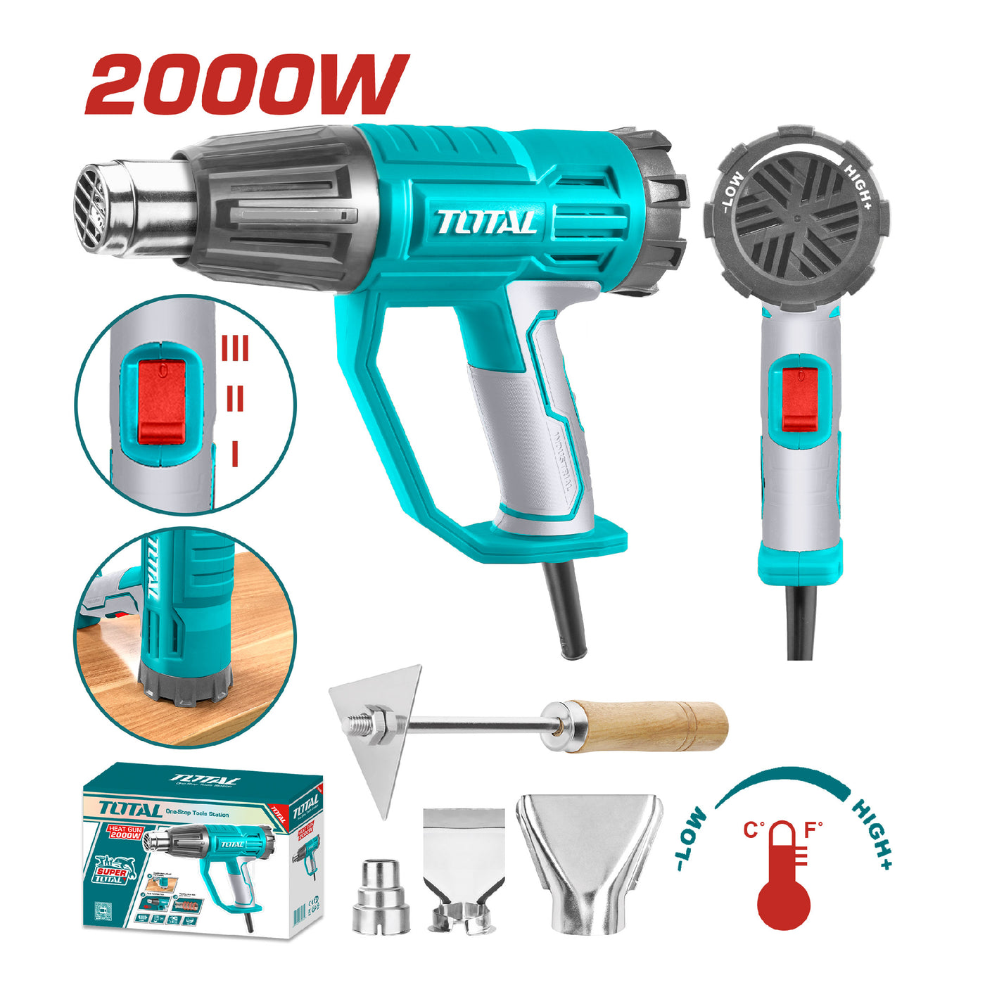 Pistola de Calor Industrial 2000W Total Tools | Versatilidad y Precisión