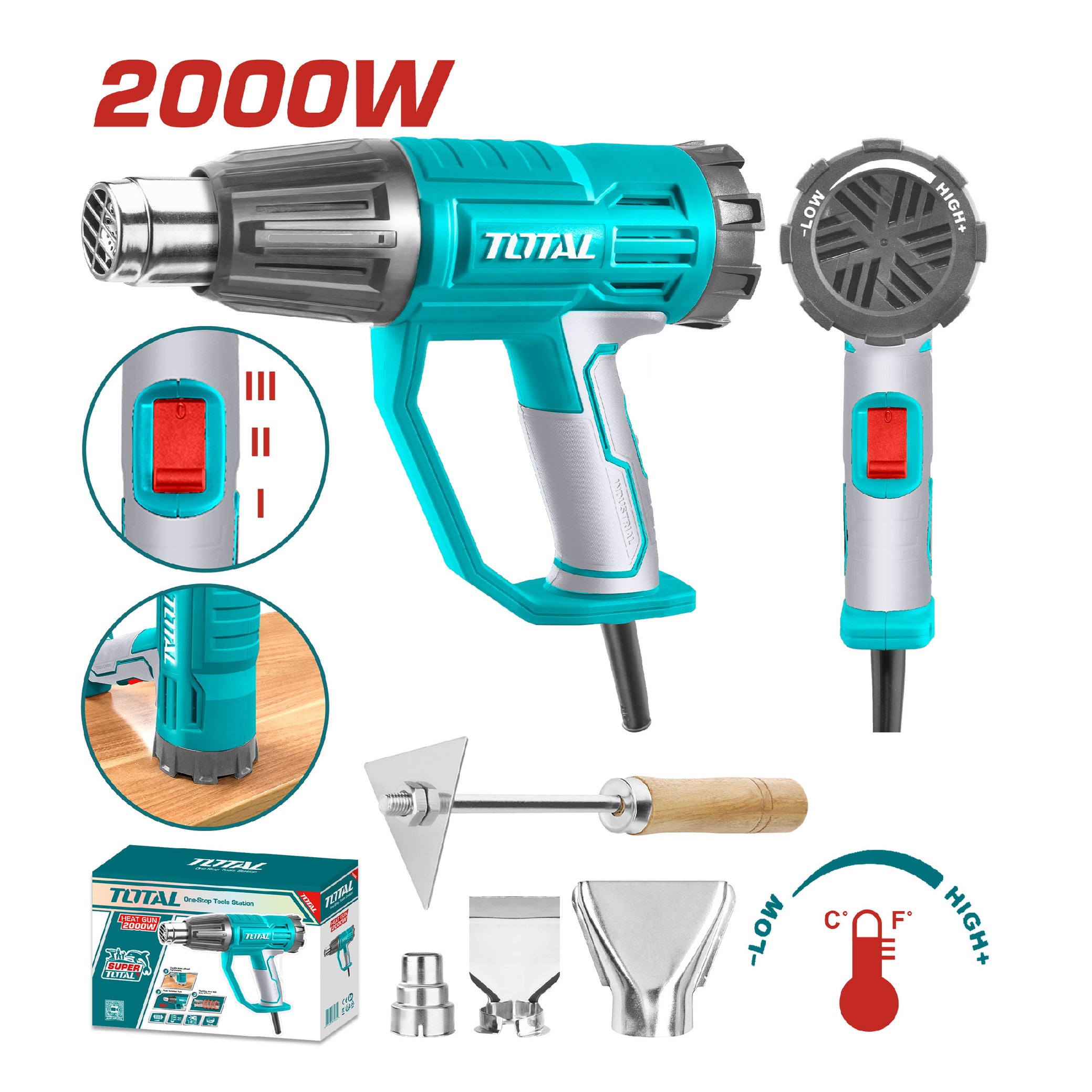 Pistola de Calor Industrial 2000W Total Tools | Versatilidad y Precisión