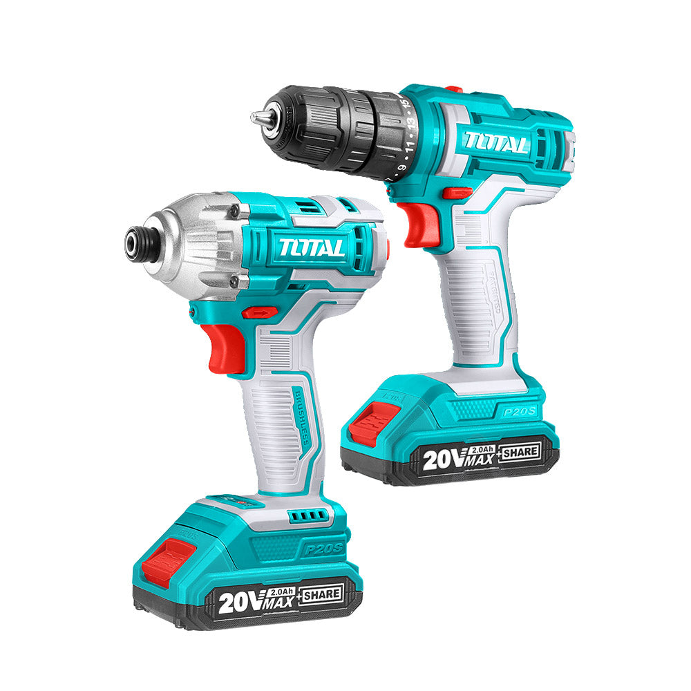 Combo Taladro y Atornillador Inalámbrico 20V Total Tools | Motor sin Escobillas