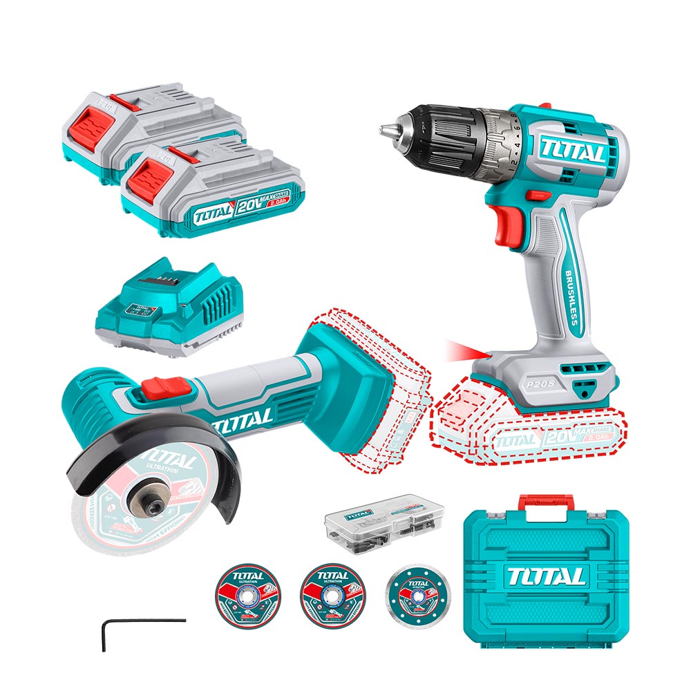 Kit Mini Esmeril y Taladro Inalámbrico 20V Total Tools | Precisión y ...
