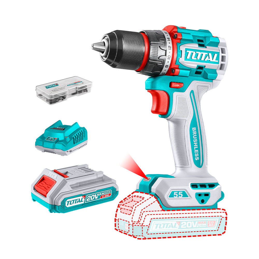 Taladro Inalámbrico 20V 55Nm Total Tools | Precisión y Potencia