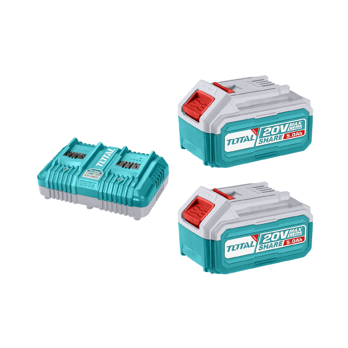 Combo Baterías 20V 5Ah y Cargador Doble Inteligente | Total Tools