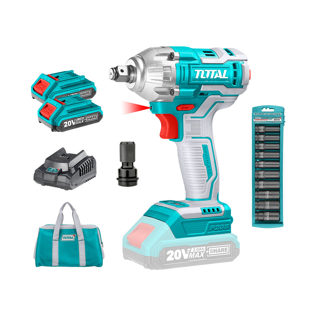 Llave de Impacto Inalámbrica 20V 400Nm Total Tools | Motor BL