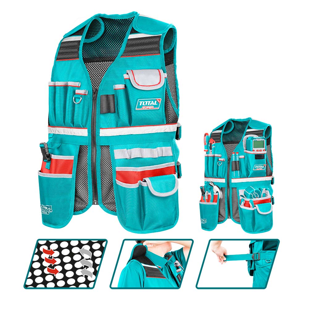 Chaleco PortaHerramientas 17 Bolsillos Total Tools | Organización ...