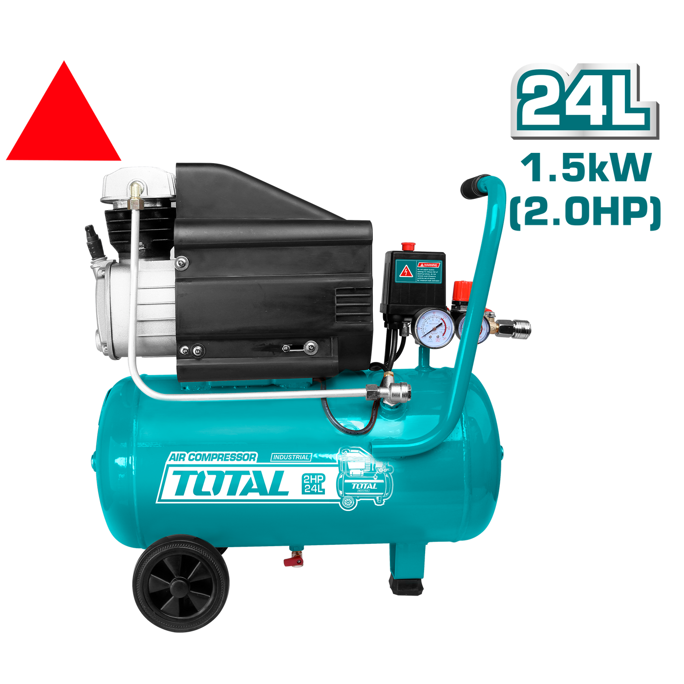 Compresor de Aire 1.5kW 24L 2850 rpm | Total Tools | Alta Eficiencia