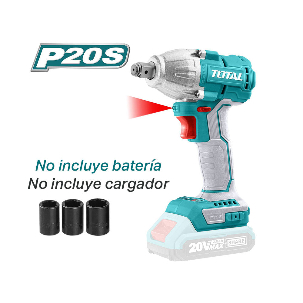 Llave de Impacto Inalámbrica 20V 400Nm | Total Tools