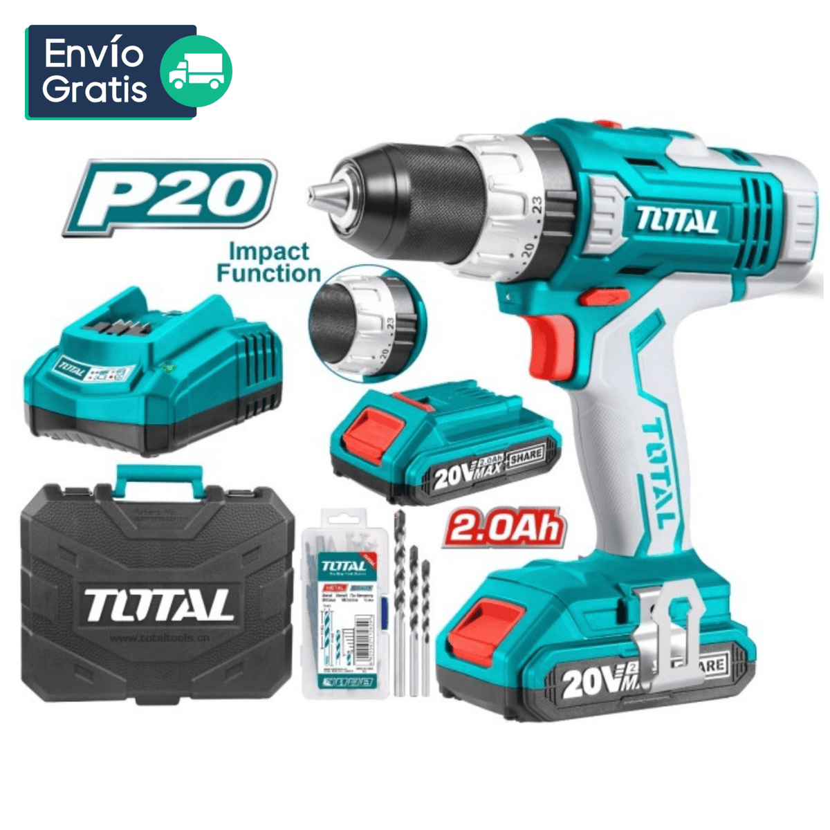Taladro Inalámbrico 20V Total Tools | Perforación y Fijación Profesional