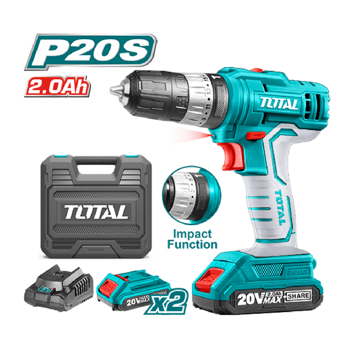 Taladro Inalámbrico 20V 22500rpm Total Tools | Alta Precisión y Potencia